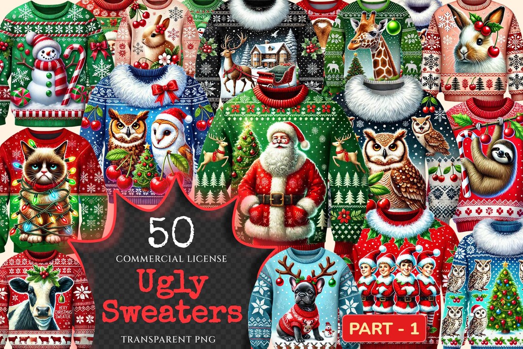 Ugly Sweaters PNG Clipart - Festive Christmas Graphics (digital ...