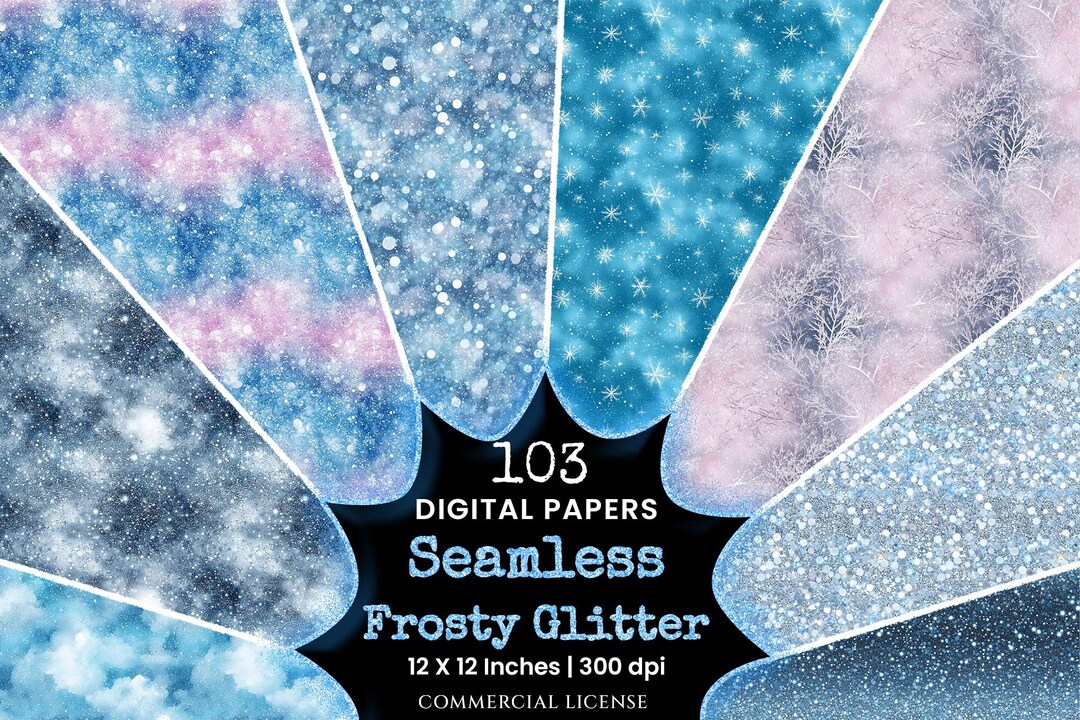 Frosty Glitter Seamless Digital Paper - 103 Scrapbook Patterns ...
