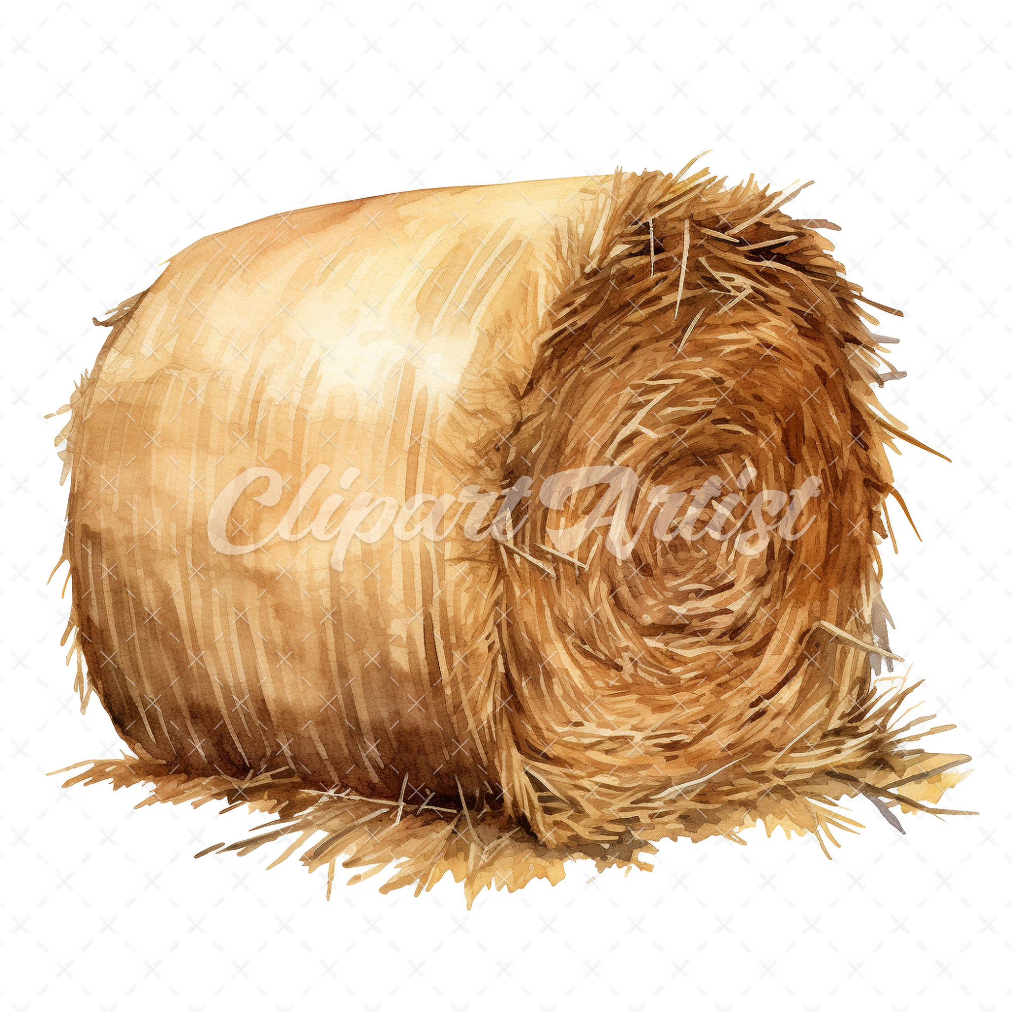 Watercolor Hay Bale Clipart – Farmhouse Illustration (digital Download ...