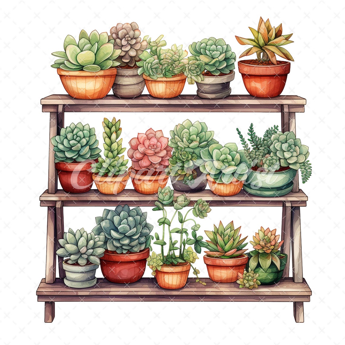 20 High-quality Succulent Rack Clipart Succulent Rack Digital ...