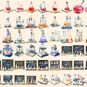 Watercolor Science Lab Clipart – 455+ PNG Graphics (digital Download ...