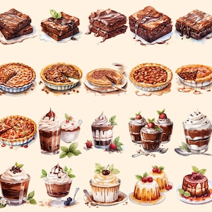 Sweet Treats Watercolor Clipart Bundle - 200 Transparent PNG, Desserts ...