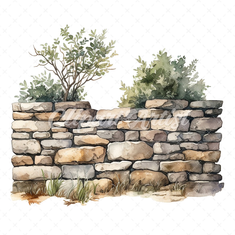 20 High-quality Rustic Stone Wall Clipart Rustic Stone Wall Digital ...