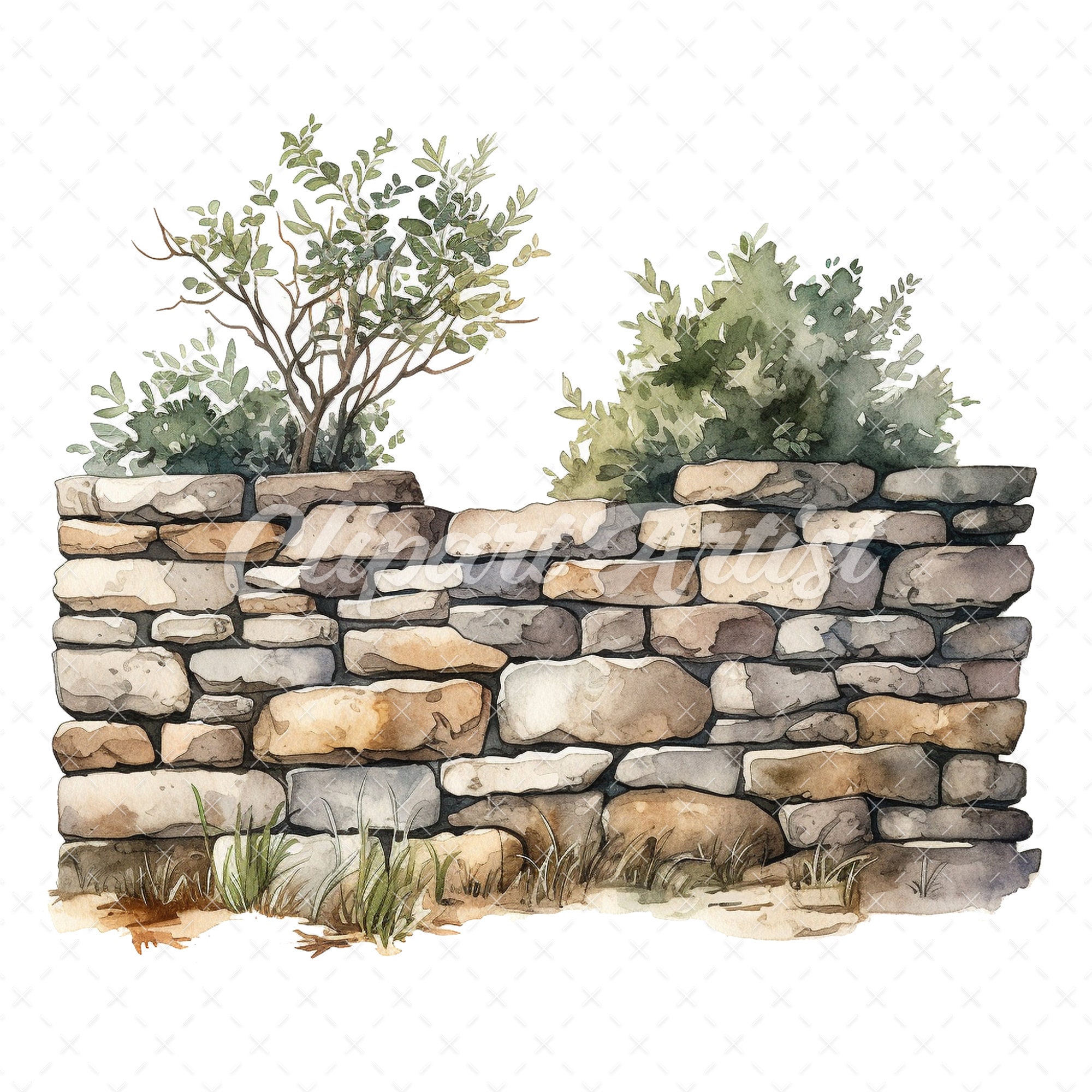 20 High-quality Rustic Stone Wall Clipart Rustic Stone Wall Digital ...