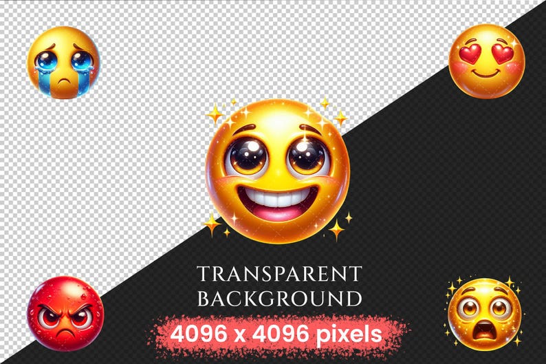 Emotion Emojis PNG Clipart – 47 Face Illustrations (digital Download ...