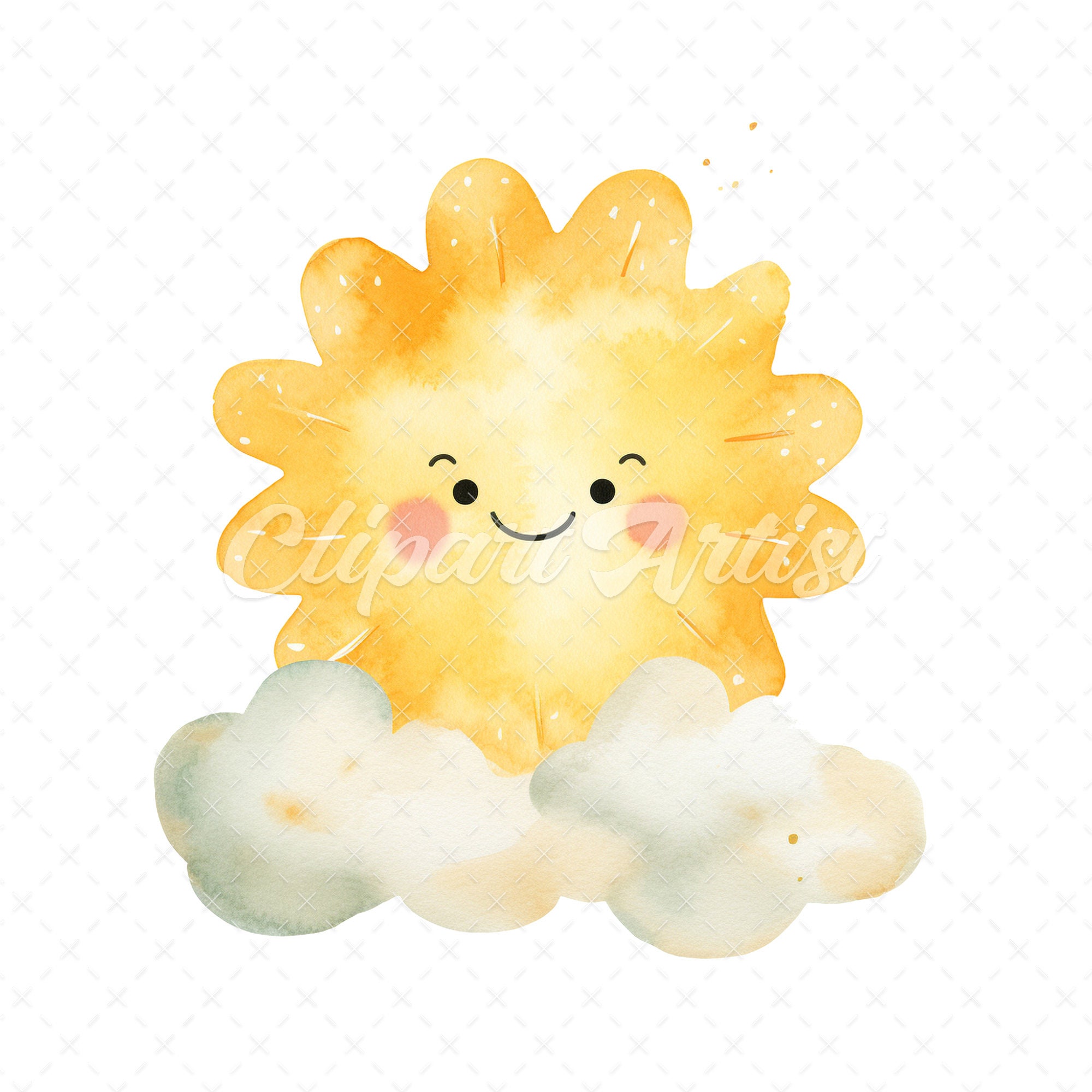 18 High-quality Cute Sun and Cloud Clipart Cute Sun Cloud Digital ...