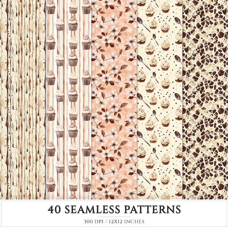 Chocolate Heaven Seamless Patterns, Sweets Scrapbook Paper (digital ...