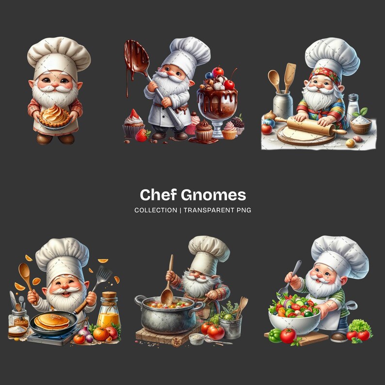 Chef Gnome PNG Clipart Collection – 55 Seaside Summer Graphics (digital ...
