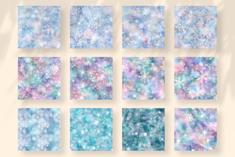 Frozen Winter Snowflake Digital Paper – Glittery Seamless Patterns ...