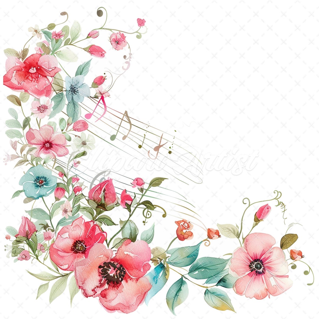 18 High-quality Floral Music Notes Clipart - Music Notes Digital ...