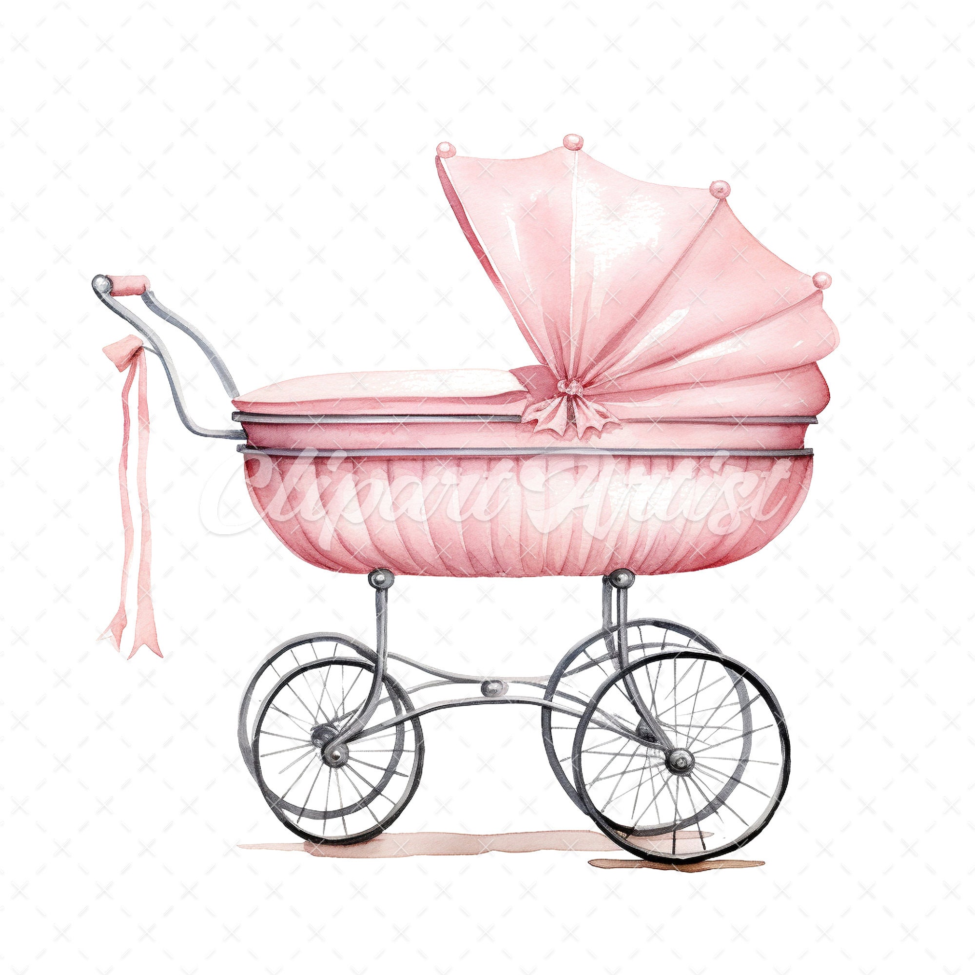20 High-quality Pink Pram Clipart Pink Pram Digital Watercolor JPG ...