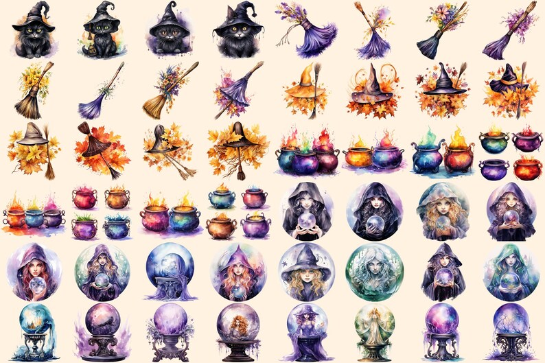 Watercolor Witches Clipart Bundle – Mystical Art (digital Download) - Etsy