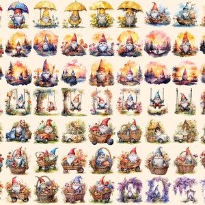 Gnomes Watercolor Clipart Bundle - 520+ Transparent PNG, Enchanted ...