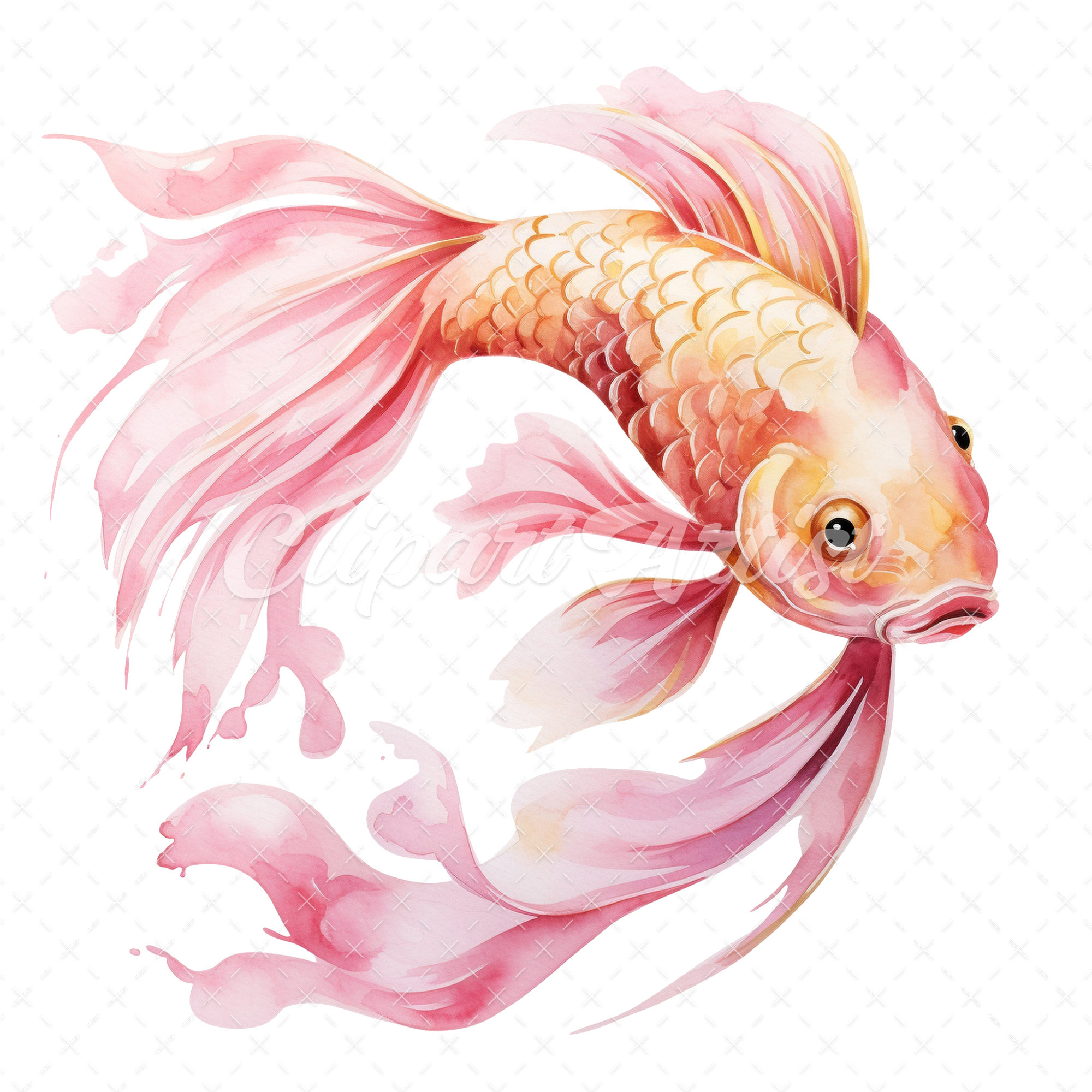 20 High-quality Baby Pink Koi Fish Clipart Koi Fish Digital Watercolor ...