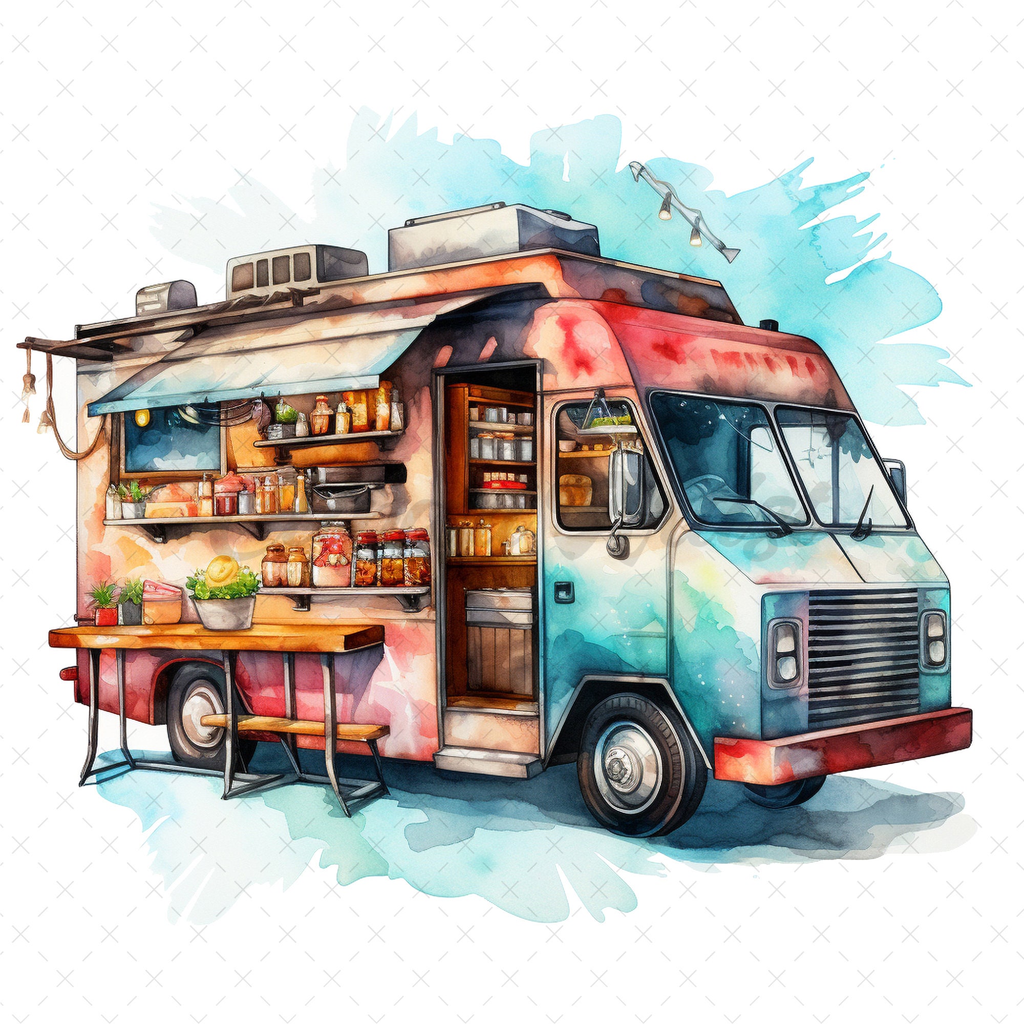Food Truck Watercolor Clipart – Commercial Use (digital Download) - Etsy