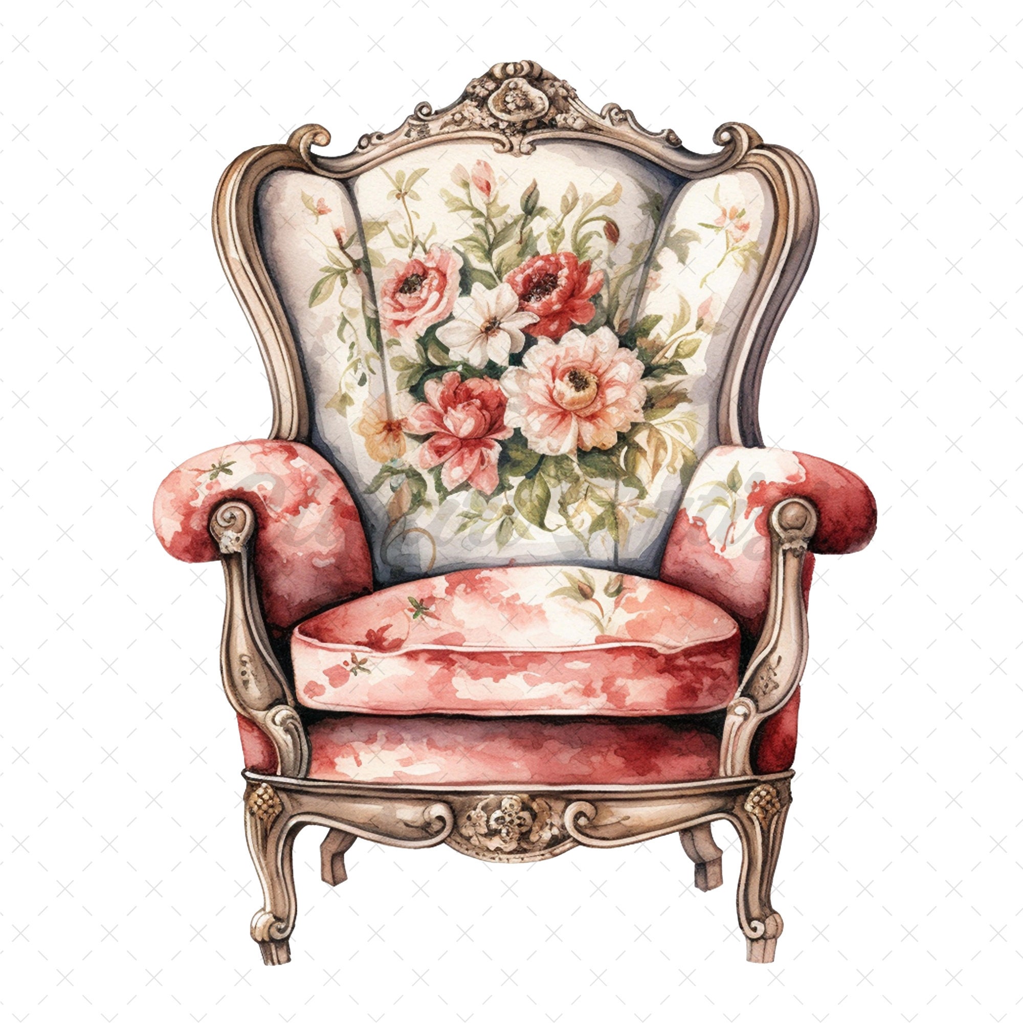 19 High-quality Floral Chairs Clipart Floral Chairs Digital Watercolor ...