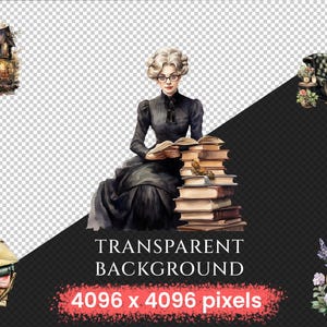 The Old Library Watercolor Clipart Bundle - 398+ Transparent PNG ...