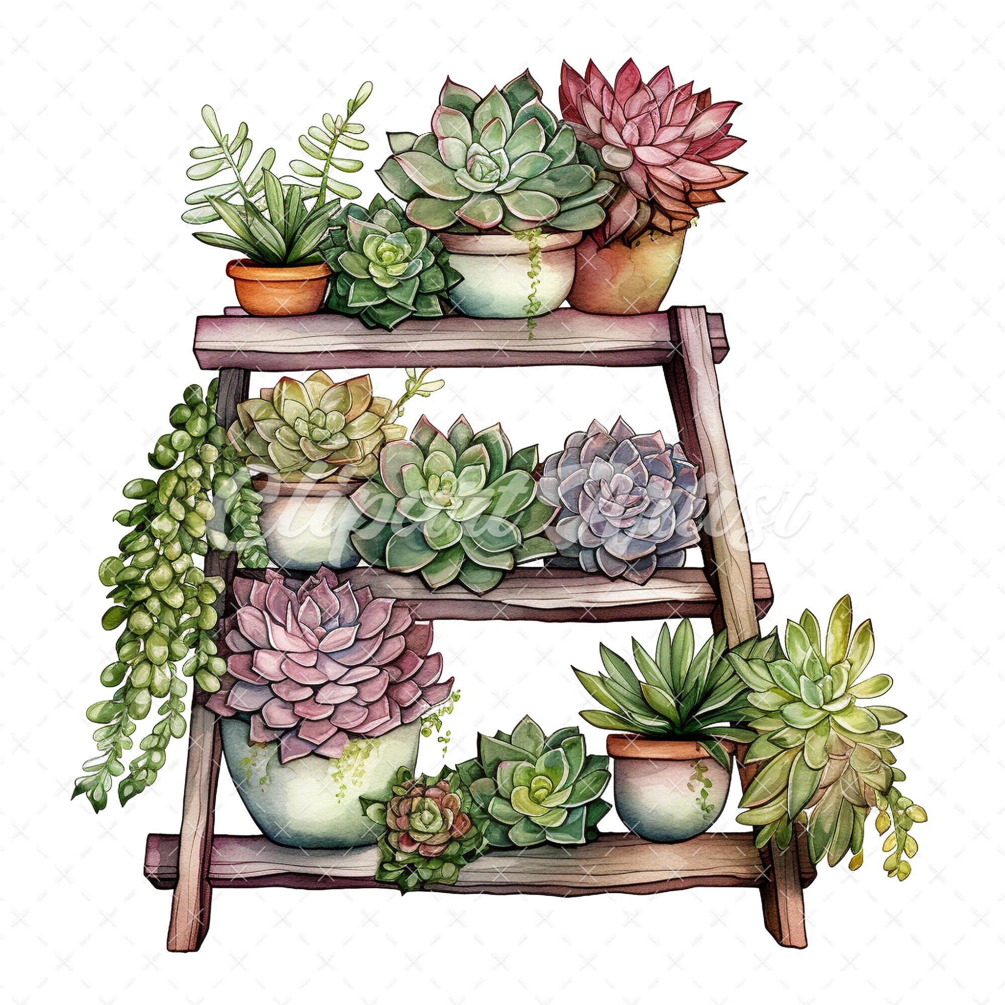 20 High-quality Succulent Rack Clipart Succulent Rack Digital ...