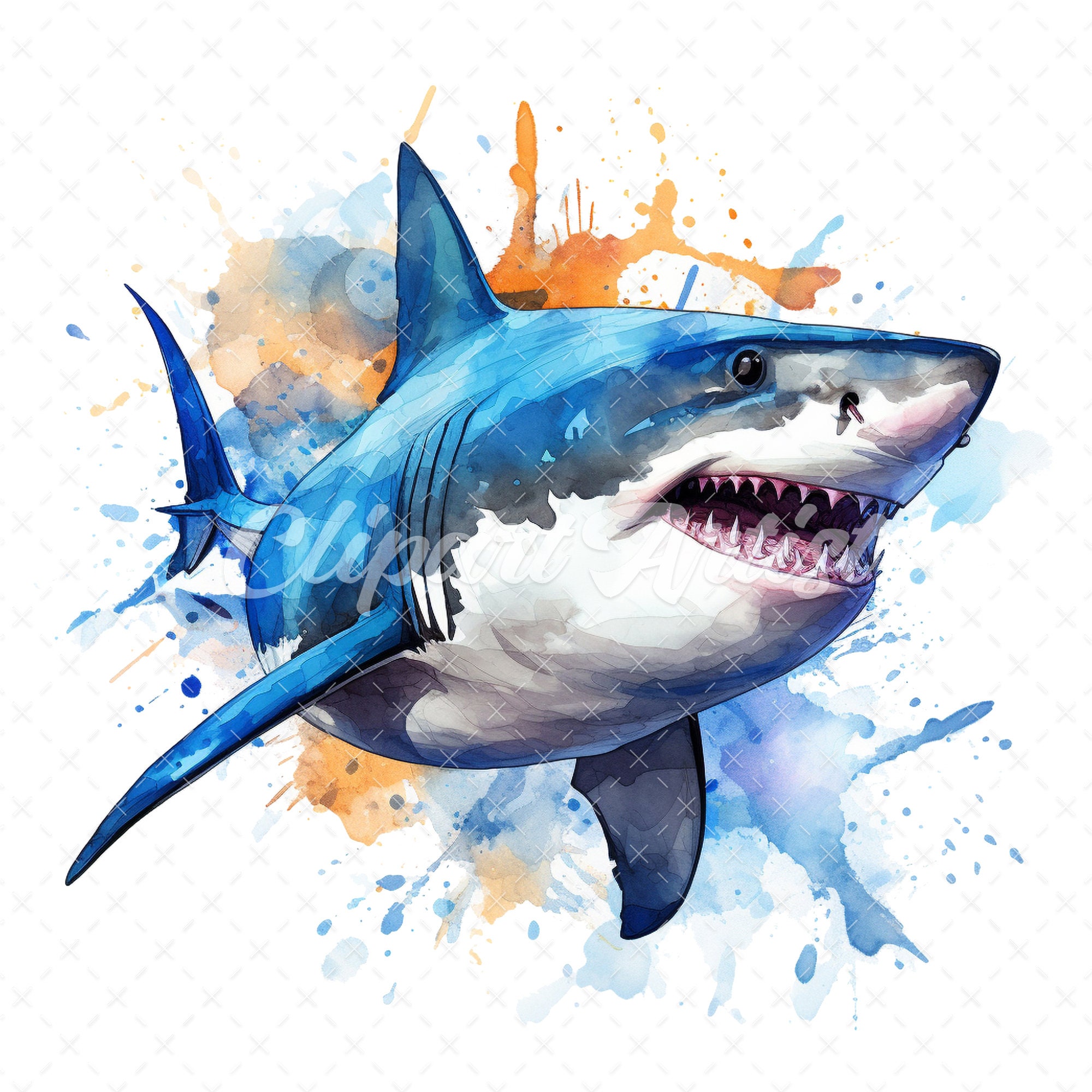 20 High-quality Shark Clipart Shark Digital Watercolor JPG - Etsy