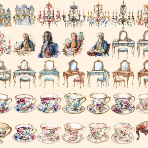 Baroque Era Watercolor Clipart Bundle - 288+ Transparent PNG, Elegant ...