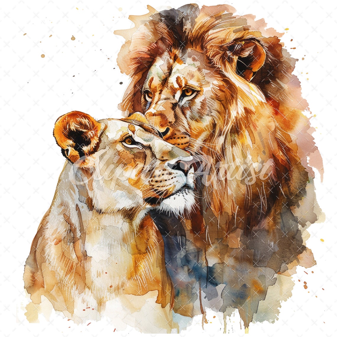 20 High-quality Lion With Lioness Clipart Lion With Lioness Digital ...