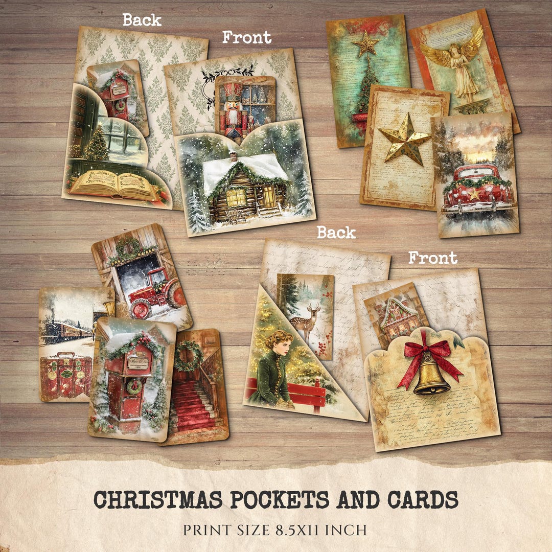 Vintage Christmas Pockets and Cards - Ephemera Kit (digital Download ...