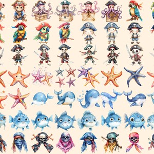 Pirate Adventure Watercolor Clipart Bundle - 462+ Transparent PNG ...