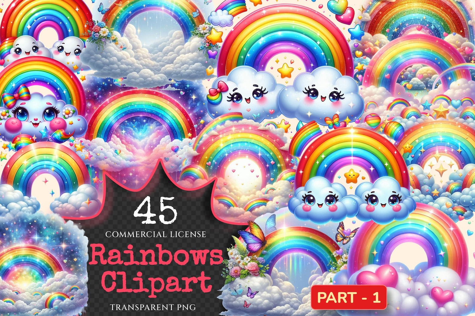 Rainbows PNG Clipart Collection – 45 Vibrant Illustrations (digital ...