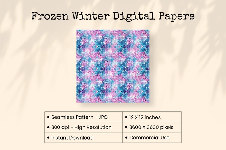 Frozen Winter Snowflake Digital Paper – Glittery Seamless Patterns ...