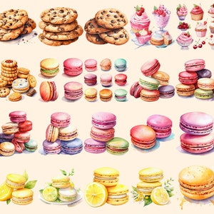 Sweet Treats Watercolor Clipart Bundle - 200 Transparent PNG, Desserts ...