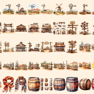 Western Watercolor Clipart Bundle – Cowboy & Ranch Graphics (digital ...