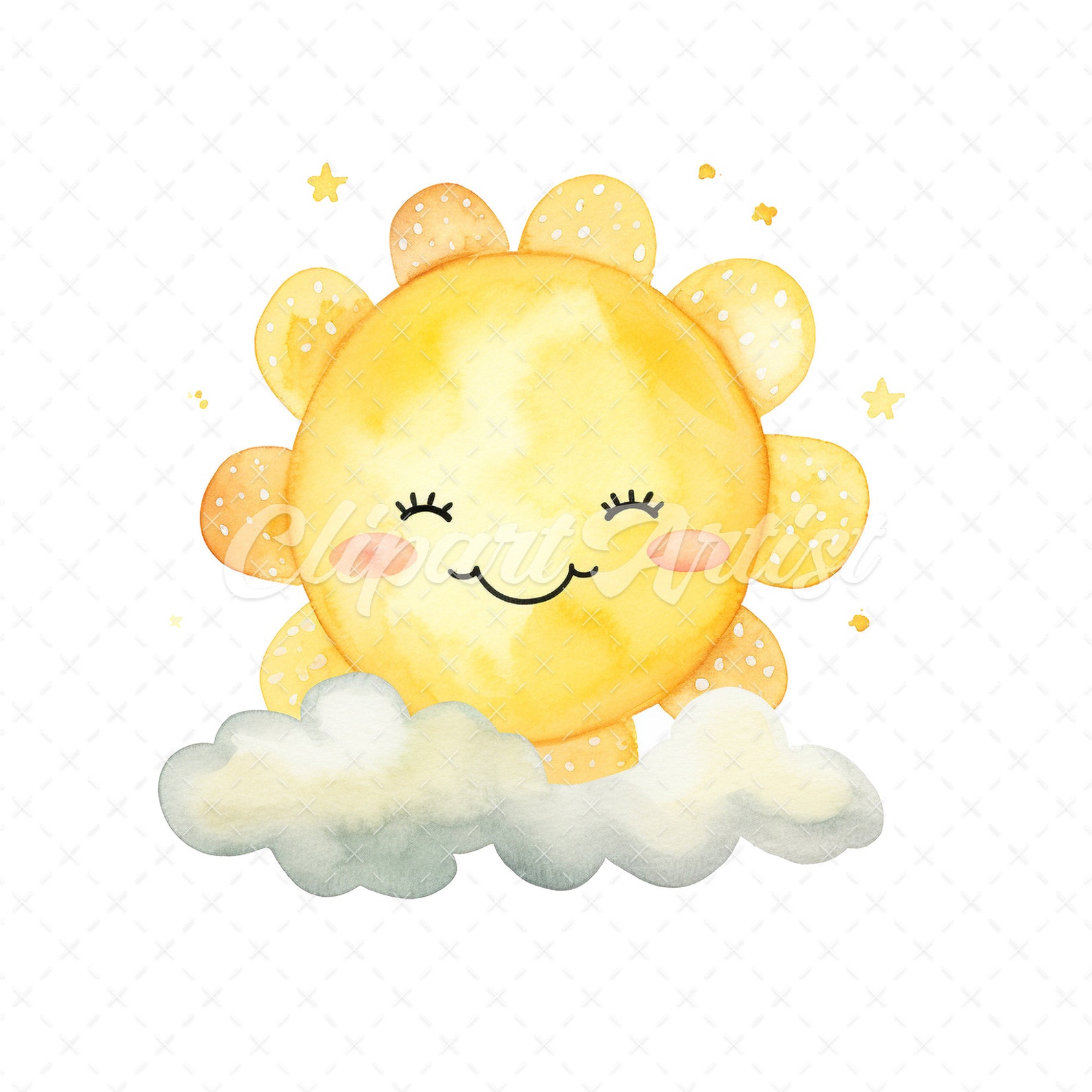 18 High-quality Cute Sun and Cloud Clipart Cute Sun Cloud Digital ...