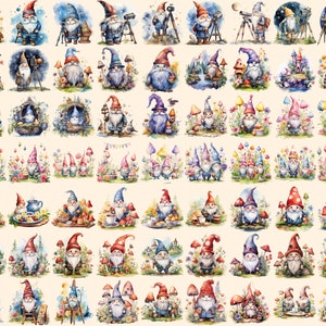 Gnomes Watercolor Clipart Bundle - 520+ Transparent PNG, Enchanted ...
