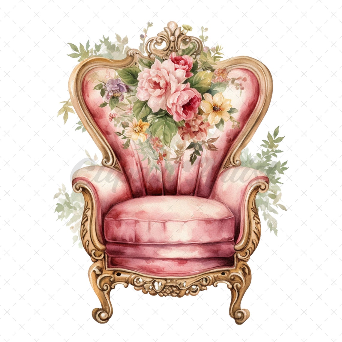 19 High-quality Floral Chairs Clipart Floral Chairs Digital Watercolor ...
