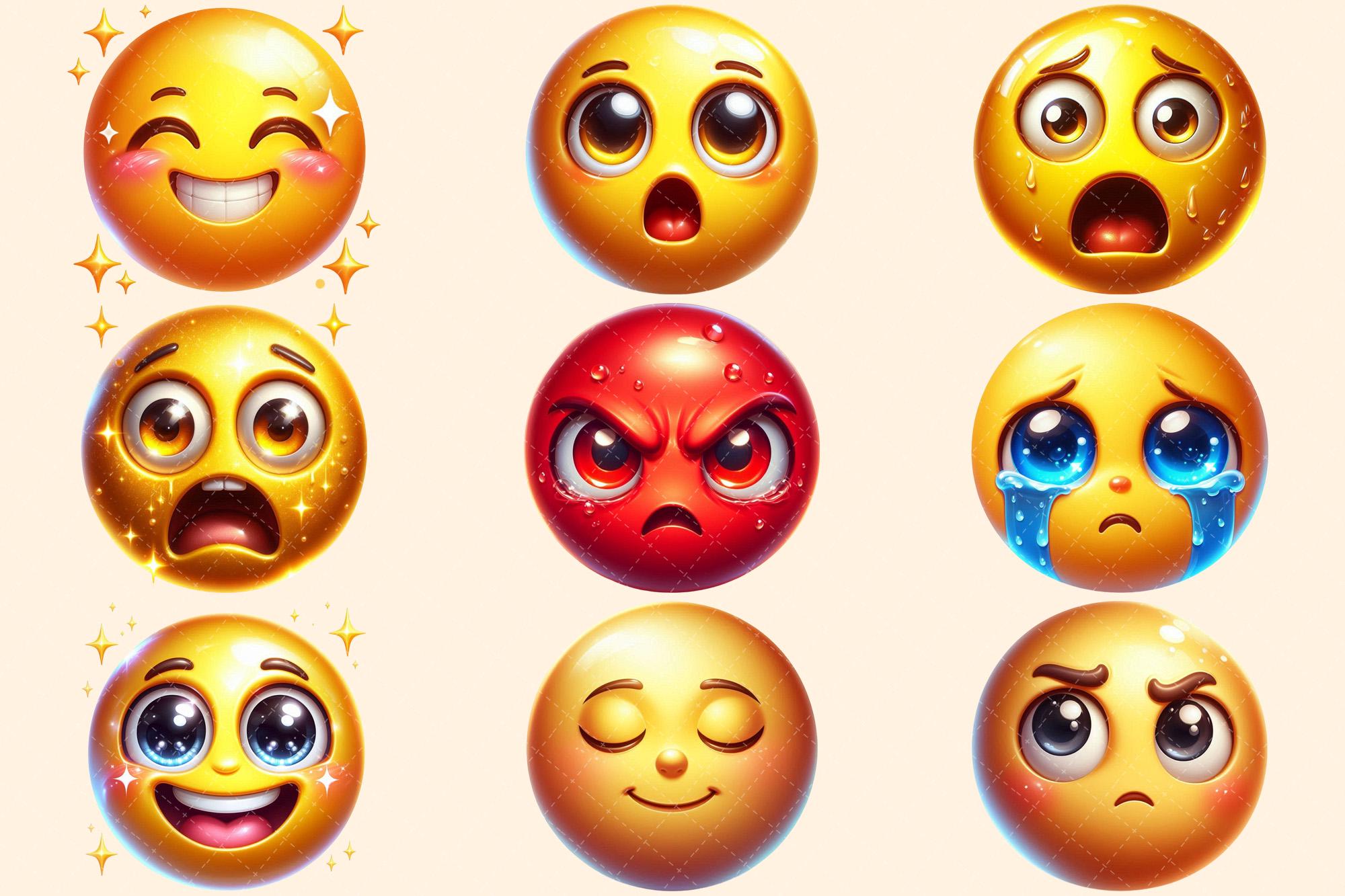 Emotion Emojis PNG Clipart – 47 Face Illustrations (digital Download ...