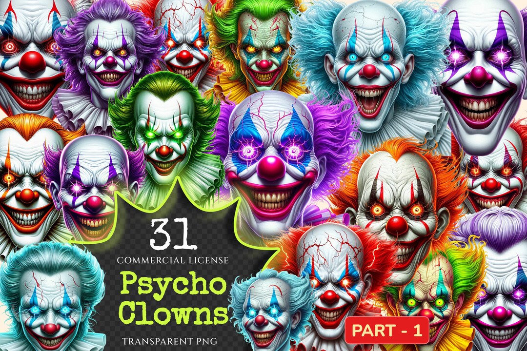Psycho Clowns PNG Clipart Collection - 31 PNG, Spooky Clown ...