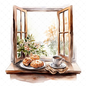 18 High-quality Morning Coffee Windows Clipart Morning Window Digital ...