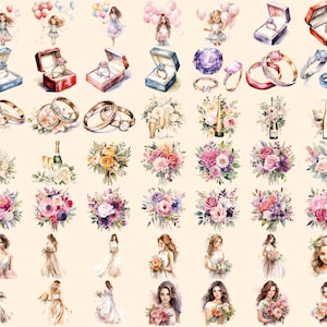 Wedding Watercolor Clipart Bundle - 428+ Transparent PNG, Marriage ...