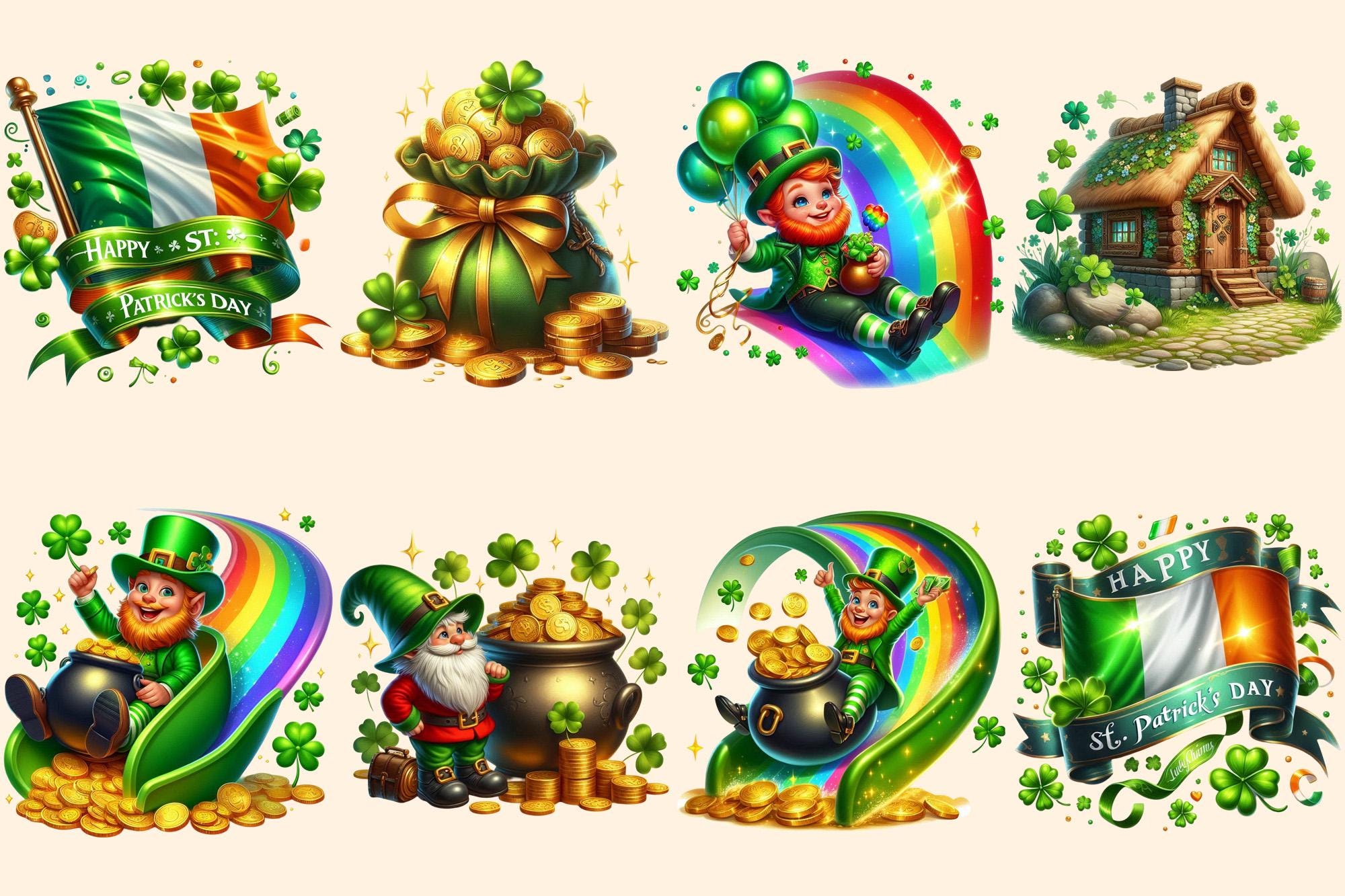 St. Patrick's Day Clipart – Lucky Leprechauns, Shamrock Prints (digital ...
