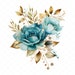 20 High-quality Teal Gold Floral Rose Clipart - Floral Rose Digital ...