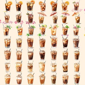 Iced Coffee Watercolor Clipart Bundle - 515+ Transparent PNG ...