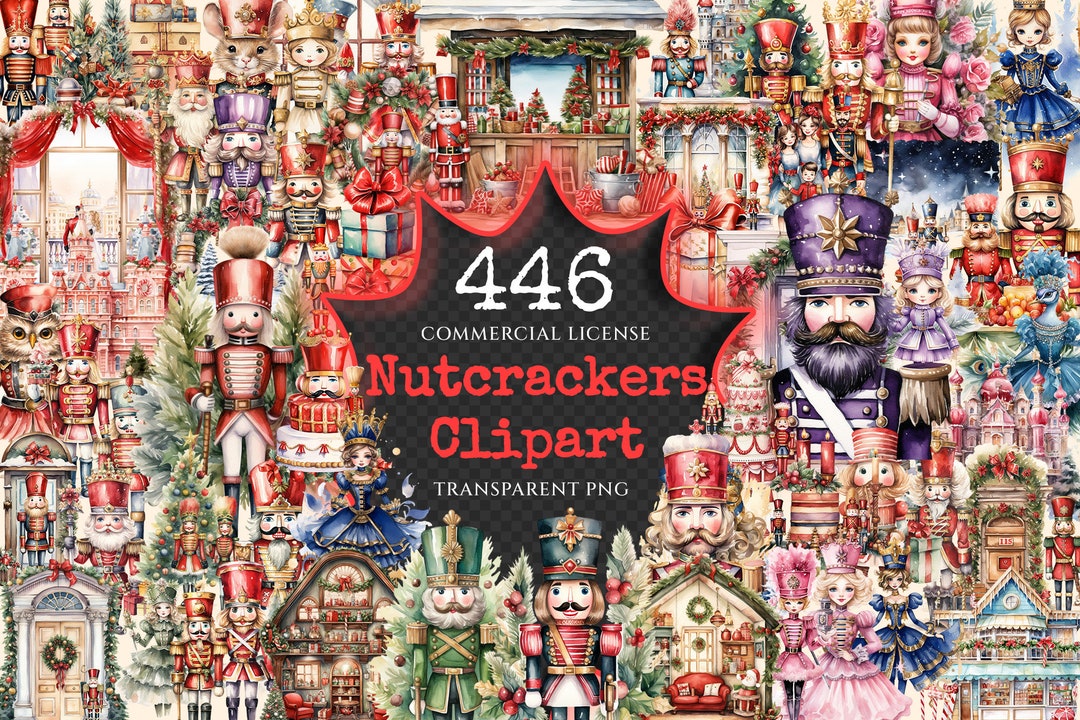 Nutcrackers Watercolor Clipart Bundle - 440+ Transparent PNG, Holiday ...