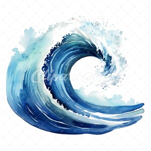 Watercolor Ocean Waves Clipart – 20 Jpgs, Commercial Use (digital ...