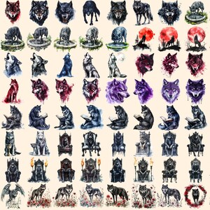 Gothic Wolves Watercolor Clipart Bundle - 630+ Transparent PNG ...