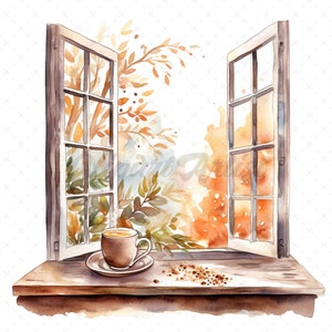 18 High-quality Morning Coffee Windows Clipart Morning Window Digital ...
