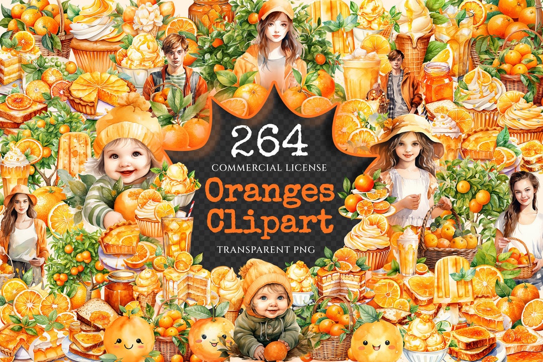 Watercolor Oranges Clipart Bundle – 260+ PNG, Commercial Use (digital ...
