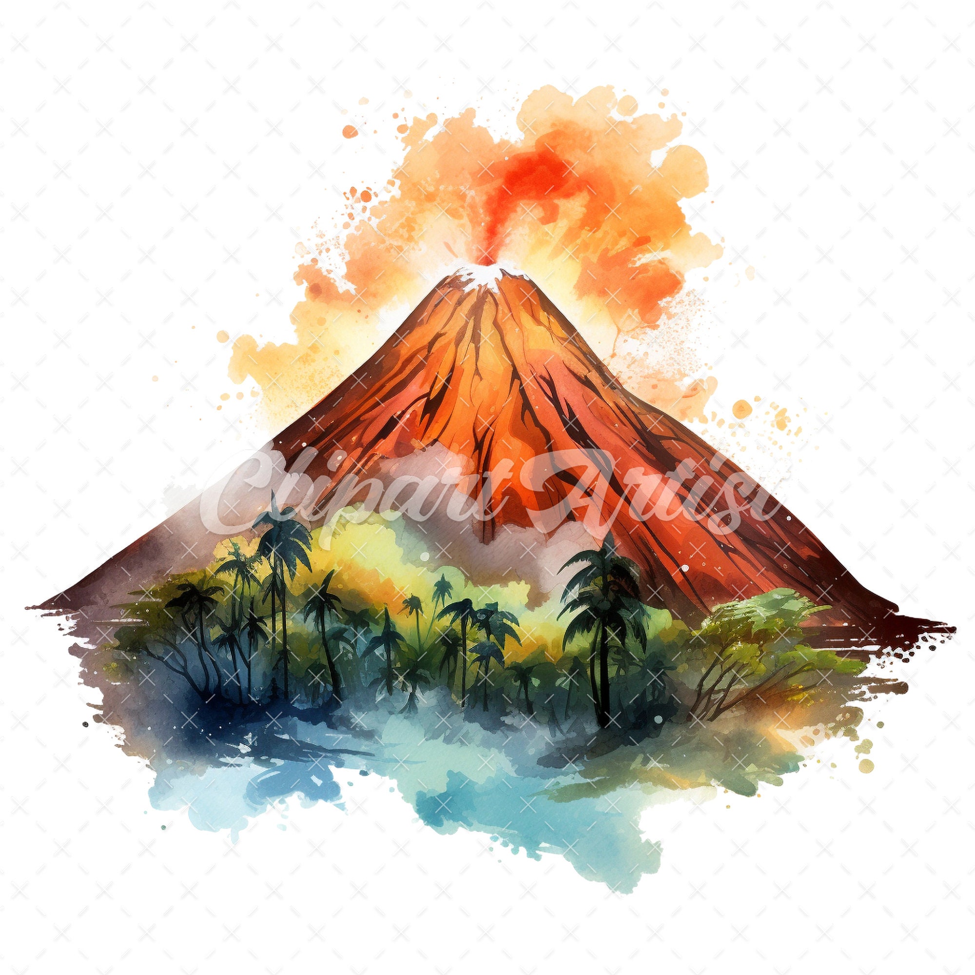 20 High-quality Volcano Clipart Volcano Digital Watercolor JPG Instant ...