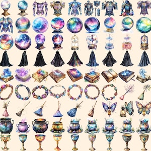 Magical Items Watercolor Clipart Bundle - 805+ Transparent PNG ...
