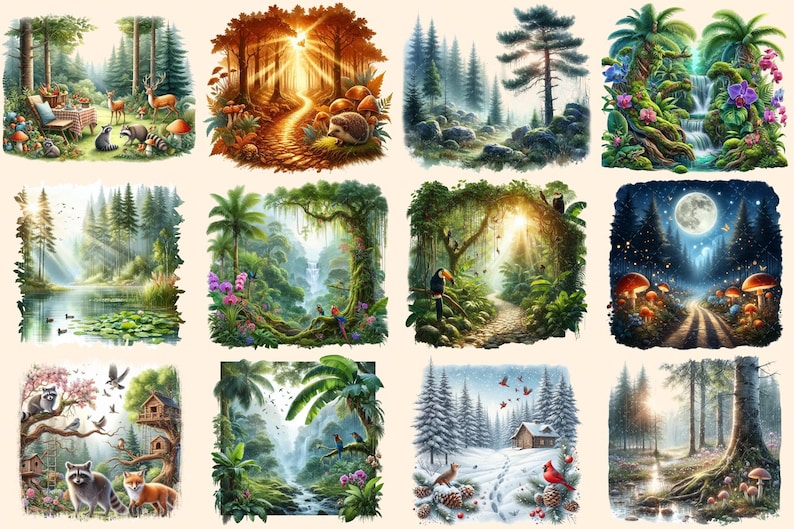 Woodland Scenery PNG Clipart – 53 Forest Illustrations (digital ...