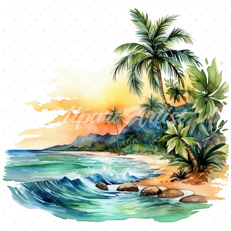 20 High-quality Tropical Beach Clipart - Tropical Beach Digital ...